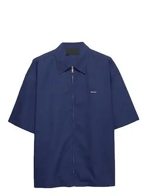 Prada Short-sleeved Technical Cotton Shirt - Blue