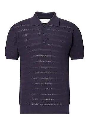 Frescobol Carioca Vidal Cotton Button-up Polo Shirt - Navy