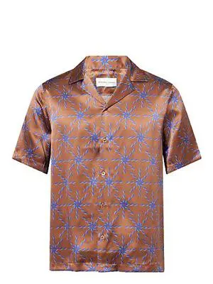 Frescobol Carioca Roberto Printed Silk Shirt M Brown