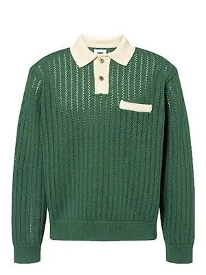 Obey Jasper Cotton-blend Polo Knitted Sweater - Pine Needle Multi