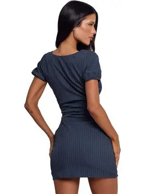 OUTCAST Ceresia Pinstripe Mini Dress - Gray