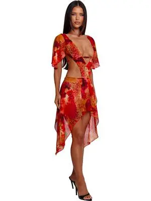 OUTCAST Hartley Mini Dress - Red/print