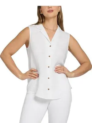 NYDJ Gabrielle Sleeveless Blouse - Optic White