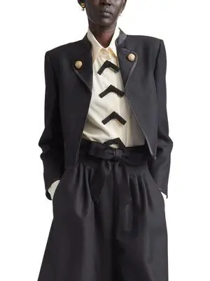 Valentino Garavani Wool And Mohair Crop Jacket - Black