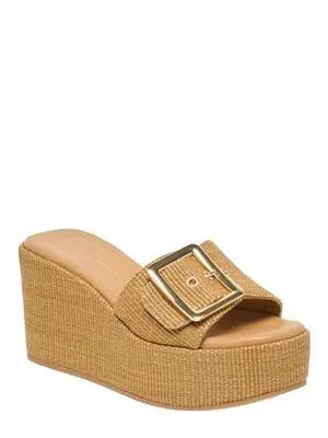 Dolce Vita Jilian Platform Wedge Sandal - Mocha Raffia