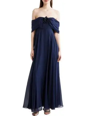 Sachin & Babi Rebecca Rosette Gown - Midnight