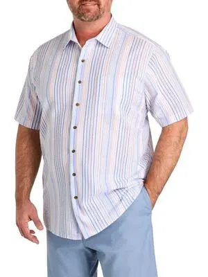 OAK HILL BY DXL Big & Tall Seersucker Stripe Sport Shirt - Multi