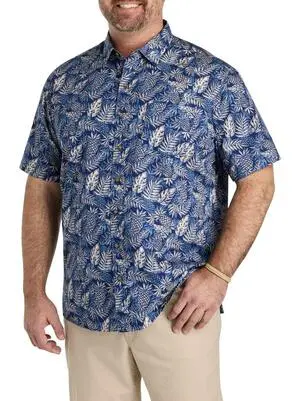 OAK HILL BY DXL Big & Tall Pineapple Print Sport Shirt - Blue