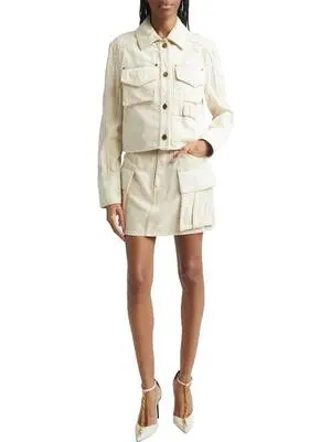 BALMAIN Faded Denim Miniskirt