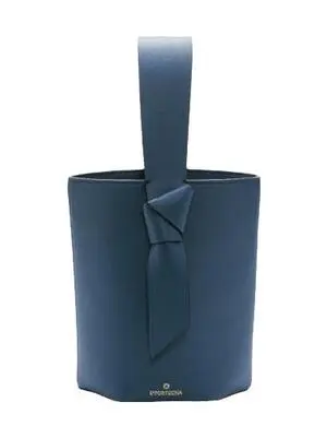 LA PORTEGNA La Portegna Julieta Knotted Leather Shoulder Bag Blue