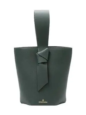 LA PORTEGNA Julieta Knotted Leather Shoulder Bag - Forest