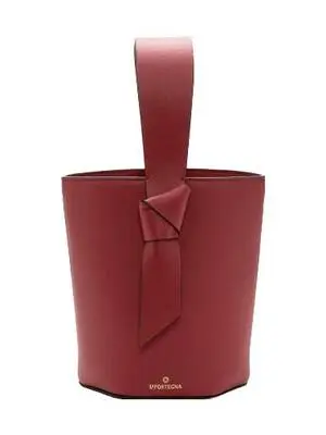 LA PORTEGNA La Portegna Julieta Knotted Leather Shoulder Bag Raspberry