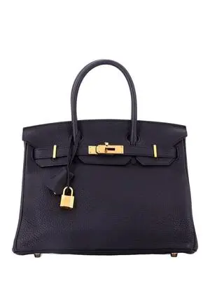 HERMÈS Birkin Handbag Black Togo 30 With Gold Hardware