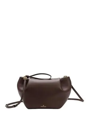 LA PORTEGNA Leather Clutch With Shoulder Strap - Burgundy