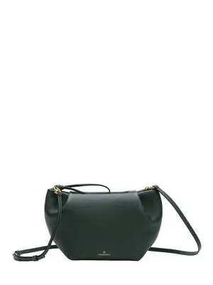 LA PORTEGNA Leather Clutch With Shoulder Strap - Forest