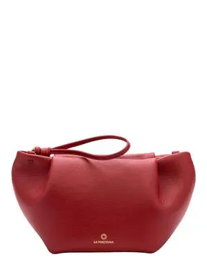 LA PORTEGNA Martita Small Leather Clutch Bag Raspberry