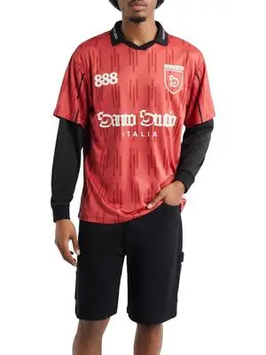 SANTO STUDIO Layered Graphic Jersey - Red