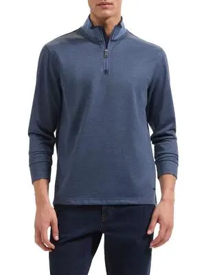 Bugatchi Quarter-zip Pullover - Cobalt