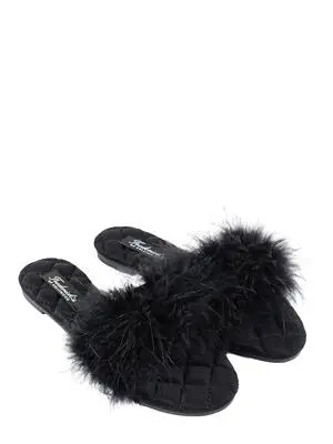 Frederick's Of Hollywood Maxim Feather Flat Sandal - Black
