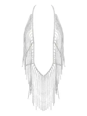 Frederick's Of Hollywood Ziggy Rhinestone Fringe Teddy - Silver