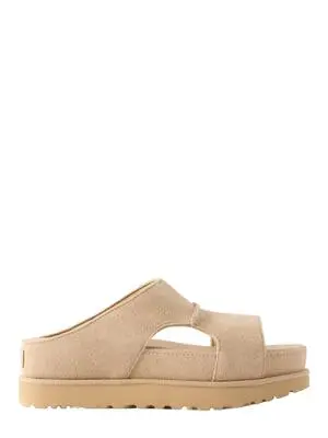 UGG Goldenstar Hi Cutout Suede Slides Camel