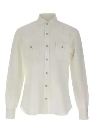 BARBA NAPOLI Flap-pocket Button-fastening Shirt - White