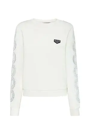 Philipp Plein Crystal Embellished Long-sleeved Sweatshirt - Neutrals
