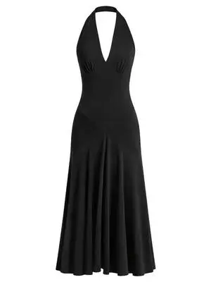 Michael Kors Halter Neck Midi Dress Black