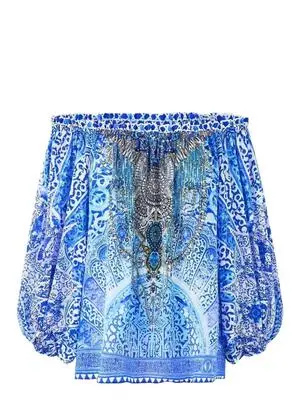 Camilla Bosphorous Off-shoulder Top - Blue