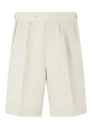 KAPTAIN SUNSHINE Straight-leg Linen And Silk-blend Shorts - Neutrals