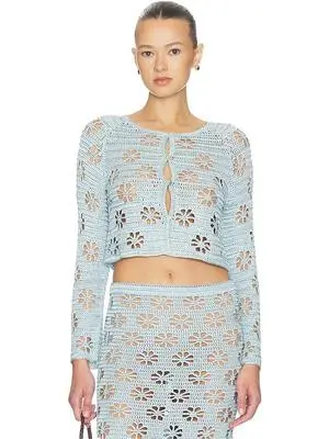 Calle Del Mar Floral Crochet Cardigan - Tide