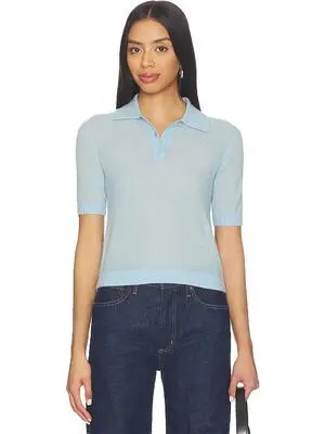 EAVES X Jasmine Tookes Emmery Light Knit Polo - Light Blue