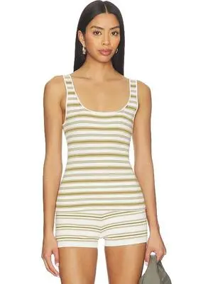 EAVES Cydnee Striped Knit Tank - Ivory & Olive Multi