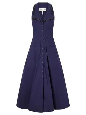 Saloni Jessica Crystal-embellished Midi Dress - Blue