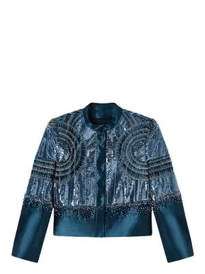 Giorgio Armani Embroidered Linen And Silk Short Jacket - Red