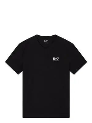 EA7 Core Identity Stretch Cotton Jersey V-neck T-shirt - Black