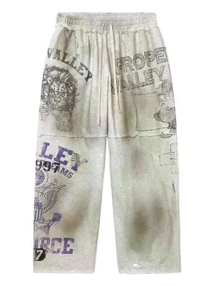VALE FOREVER Butcher Print Track Pants - Grey