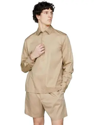 ATM Anthony Thomas Melillo Cotton Poplin Popover Shirt - Macadamia