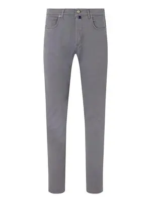SLOWEAR Slim-Fit Stretch Cotton-Blend Gabardine Trousers Gray