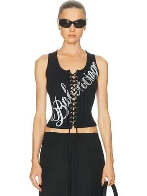 Balenciaga Lace Up Top - Black & White