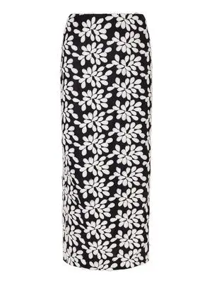 DESTREE Monica Embroidered Midi Skirt - Black