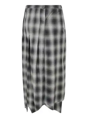META CAMPANIA COLLECTIVE Asymmetric Check Midi Skirt - Grey