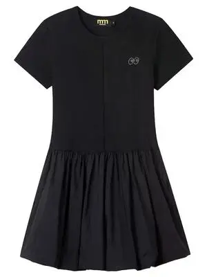 MINI CREAM Embellished Pleated Mini Dress - Black