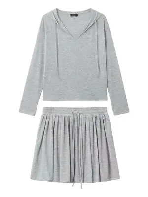 TOUT A COUP Fine-ribbed Pleated Skirt - Grey