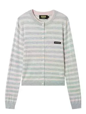 MINI CREAM Striped Cardigan - Grey
