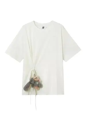 Izzue Cotton T-shirt With Drawstring Detail - Neutrals