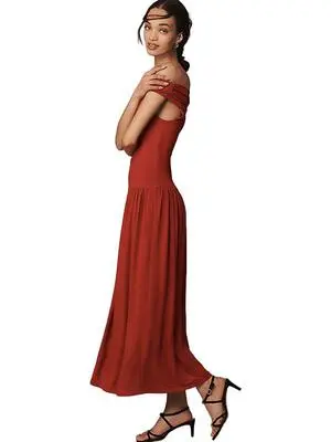 Walter Baker Soraya Off-shoulder Drop-waist Dress - Red