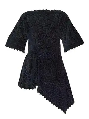Erdem Draped Short-sleeve Top - Black