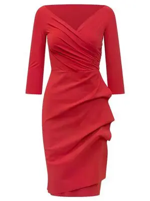 Chiara Boni La Petite Robe Ruffled V-neck Dress - Red