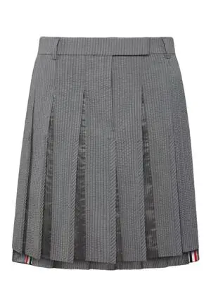 Thom Browne Seersucker Pleated Mini Skirt - Grey